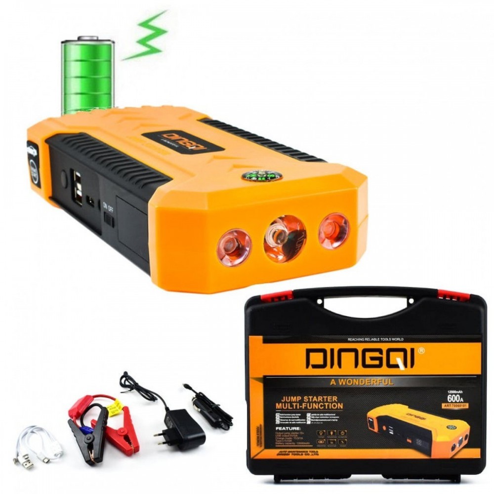 Φορητός Εκκινητής Μπαταρίας Αυτοκινήτου 12V με Power Bank / USB / Φακό ...
